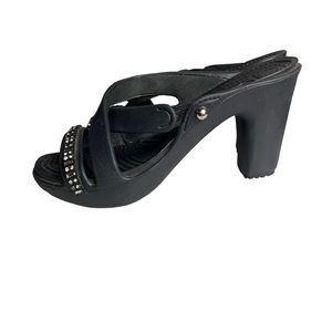 CROCS | Shoes | Crocs Cyprus Iv Black Rhinestone Heels Sandals Womens ...